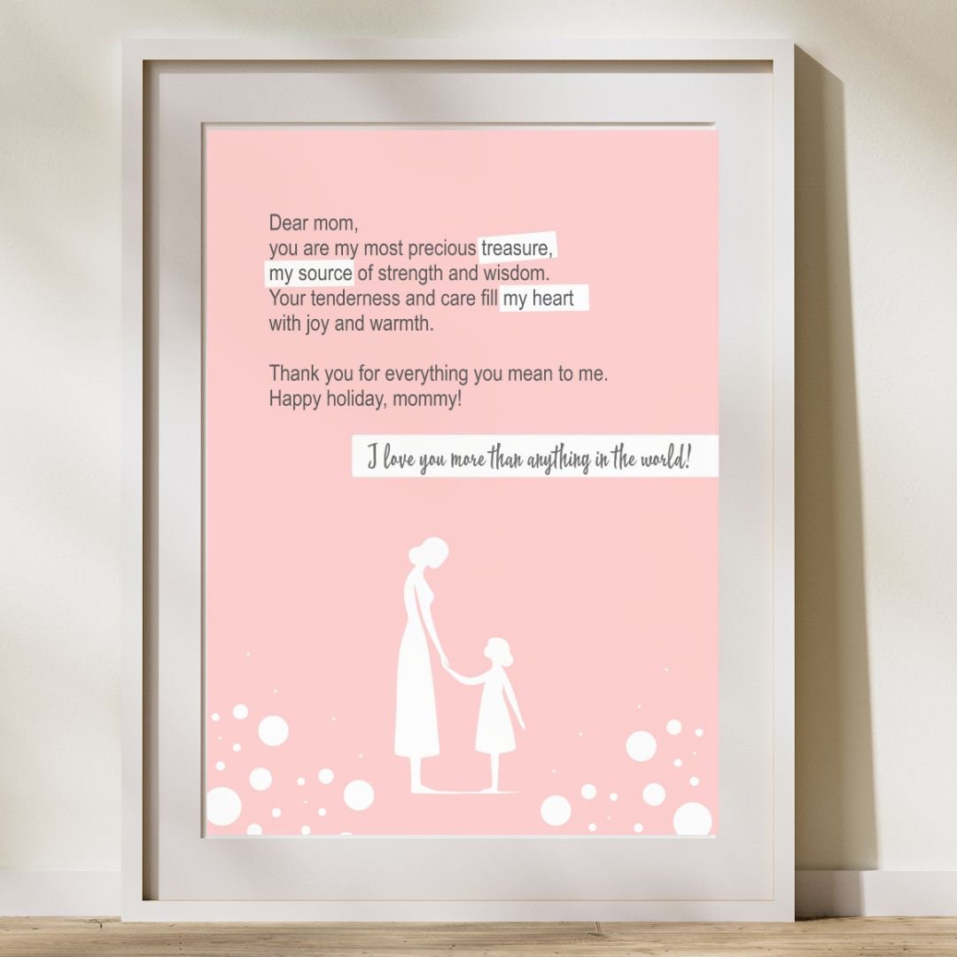 Children's Poster for Mom, Mom is Love, Mother's Day Gift for New Mom ...