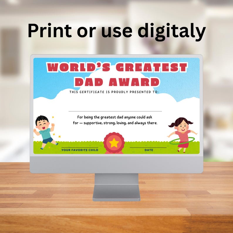 World’s Greatest Dad Award Printable Father’s Day Certificate Cute ...