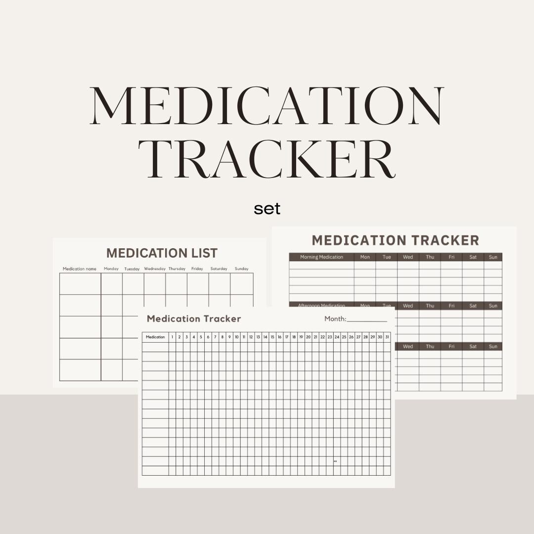Daily Medication Tracker Weekly Medication Tracker Monthly Medication ...