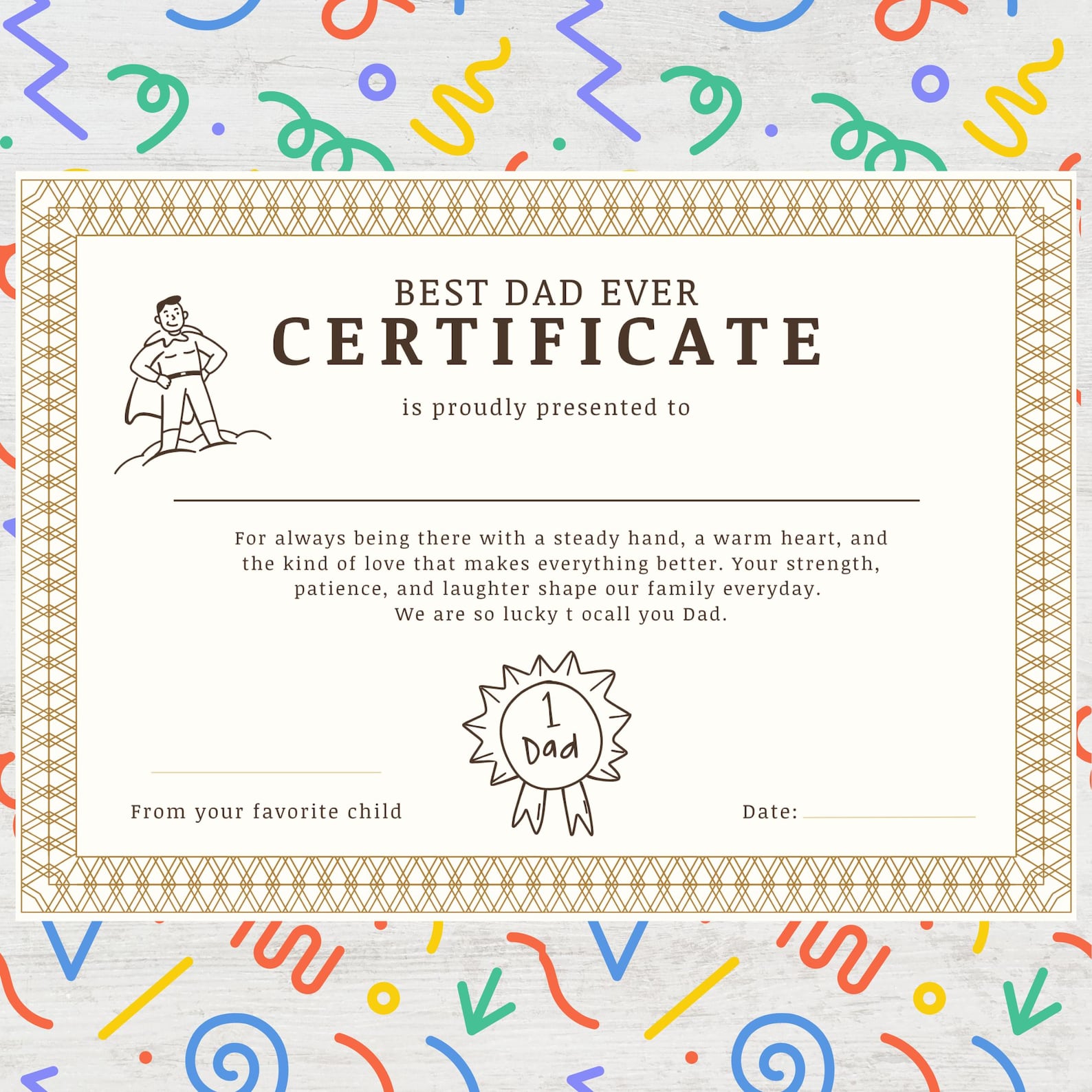Dad Ever Certificate, Father's Day Printable Gift (PDF) - Etsy