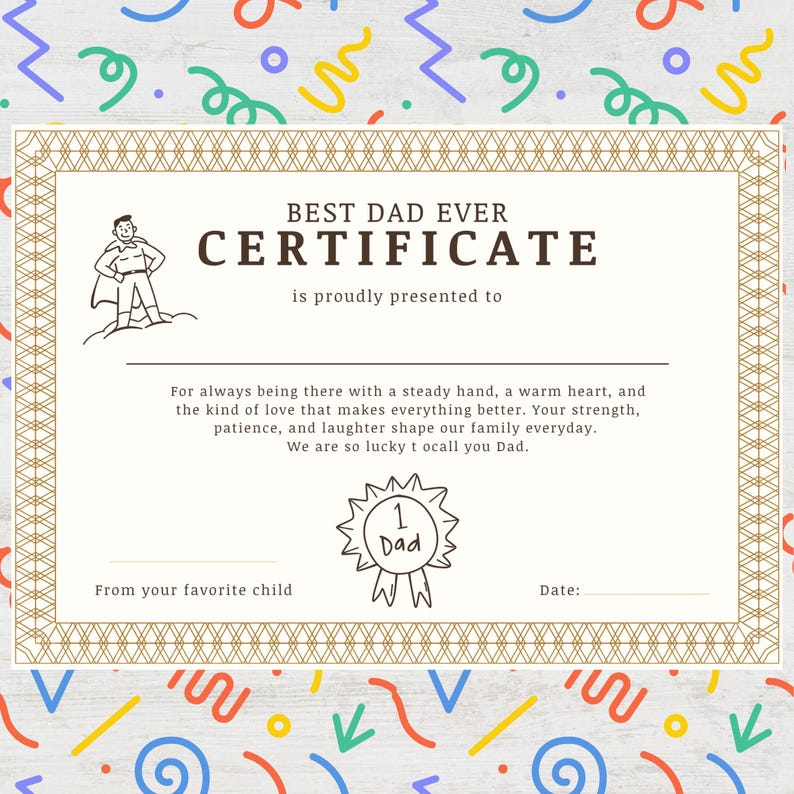 Dad Ever Certificate, Father's Day Printable Gift (PDF) - Etsy
