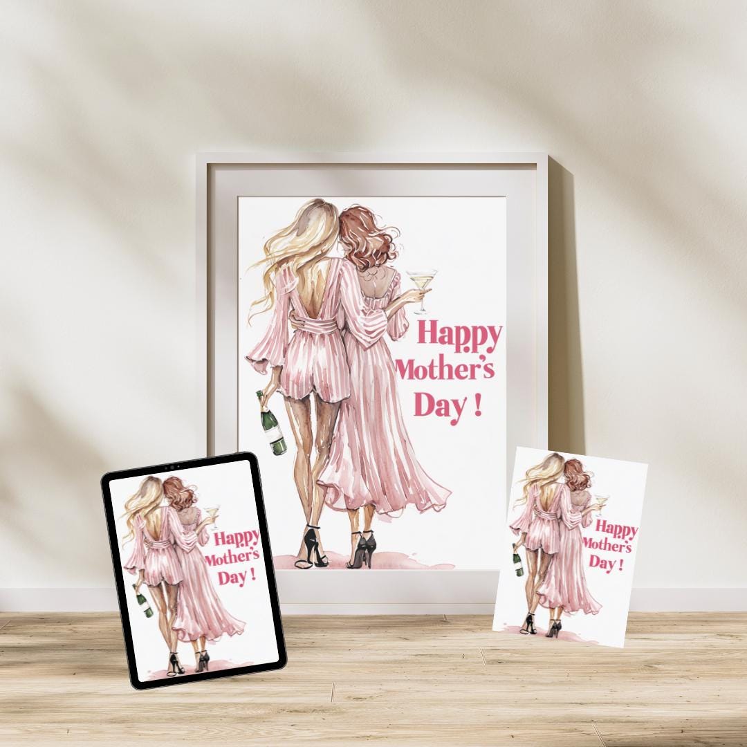 Happy Mothers Day Wall Art Set of Three Poster Card Digital Download ...