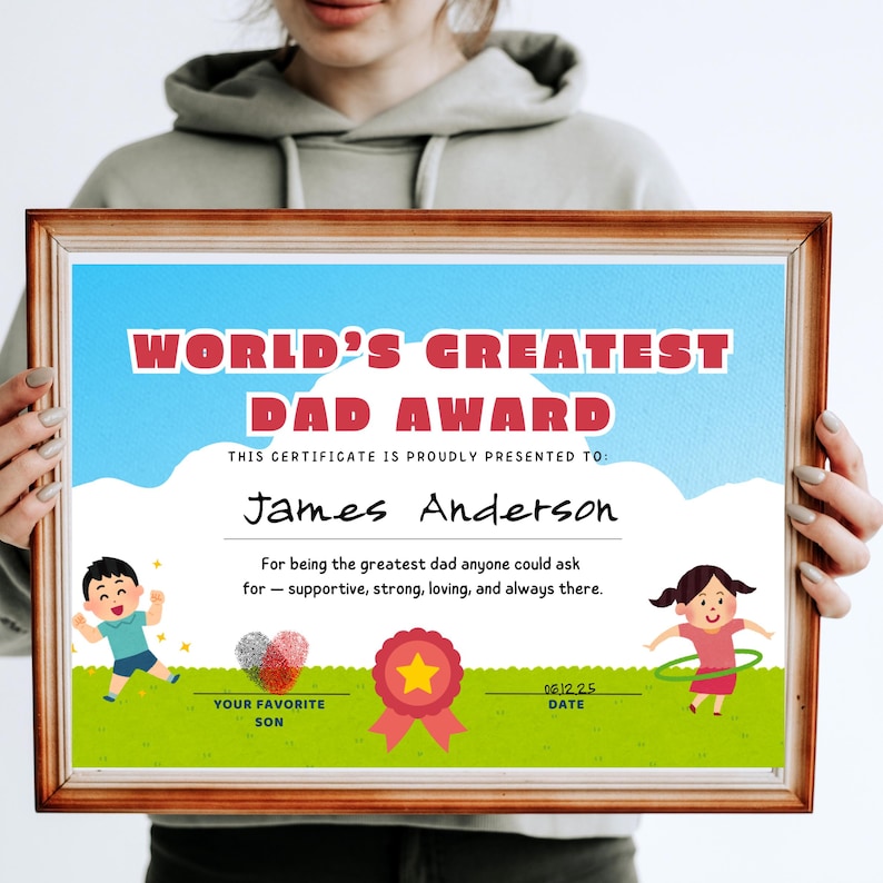 World’s Greatest Dad Award Printable Father’s Day Certificate Cute ...