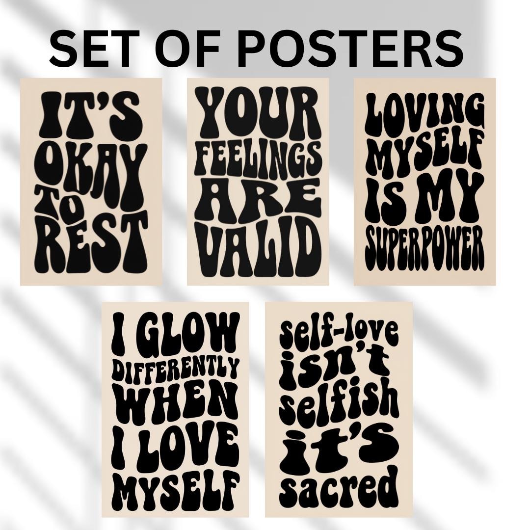 Self-love Mental Health Affirmation Poster Set Digital Download ...