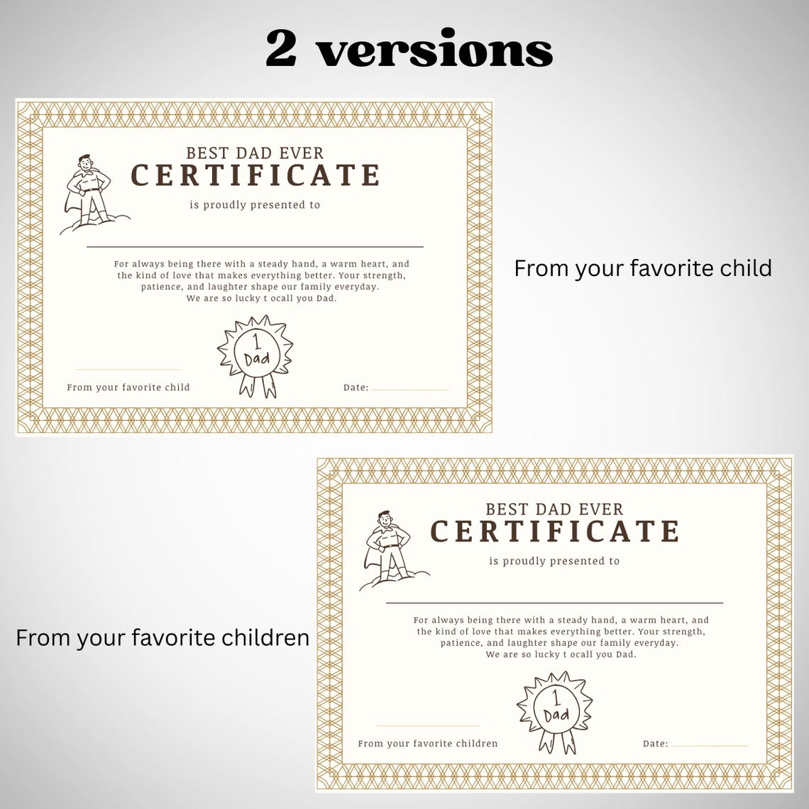 Dad Ever Certificate, Father's Day Printable Gift (PDF) - Etsy