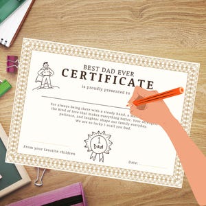 Father’s Day Printable Certificate Best Dad Award Dad Certificate ...
