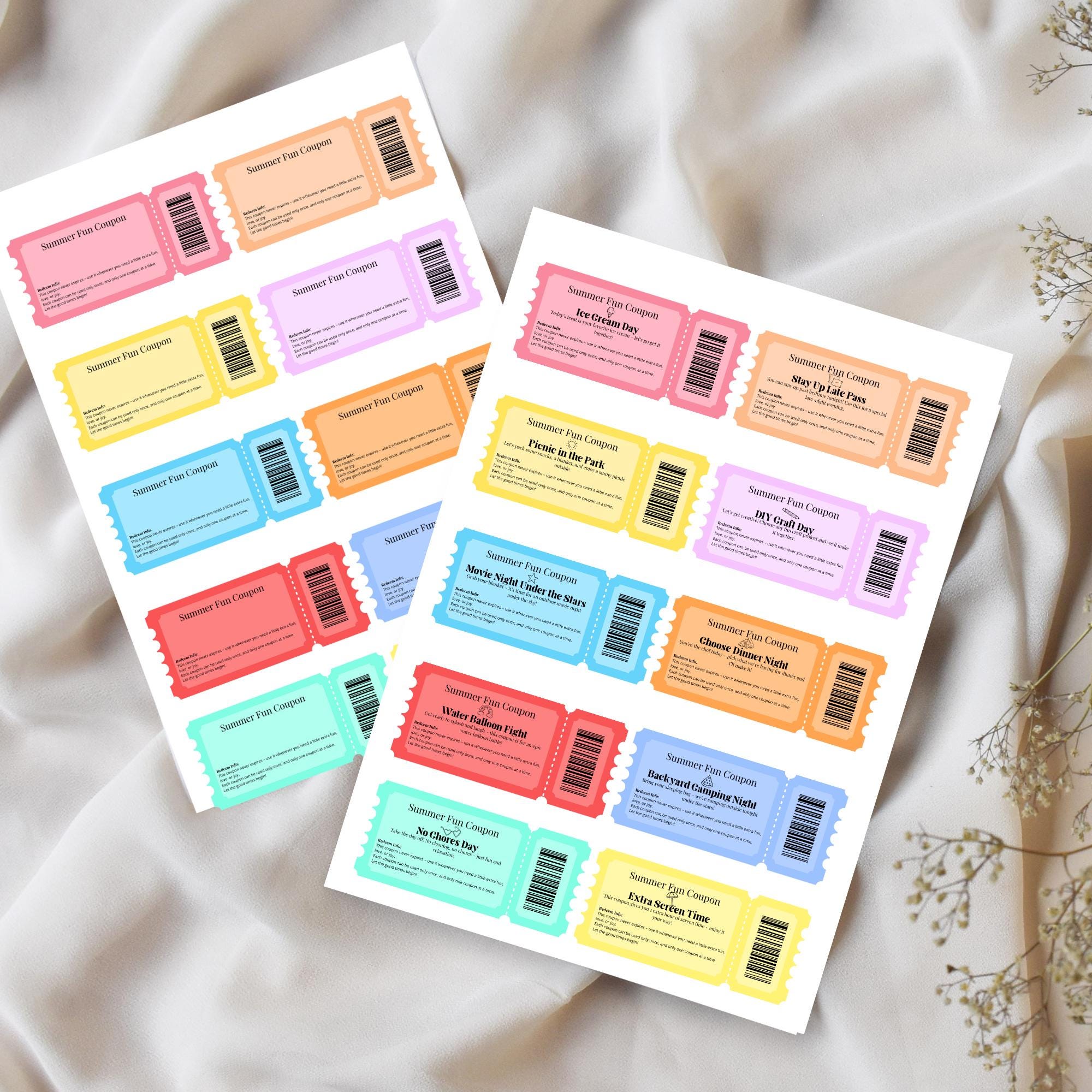Printable Summer Fun Coupon Book for Kids Screen-free Activities Summer ...