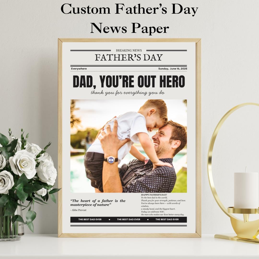 Custom Father’s Day Newspaper Poster Father's Day Gift Gift for Dad ...