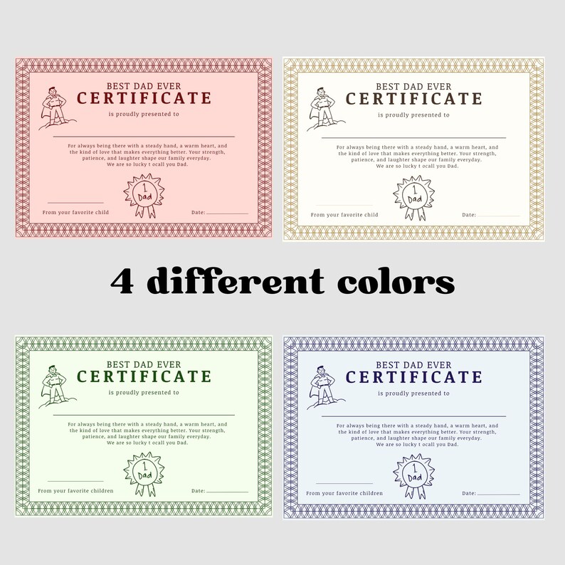 Dad Ever Certificate, Father's Day Printable Gift (PDF) - Etsy