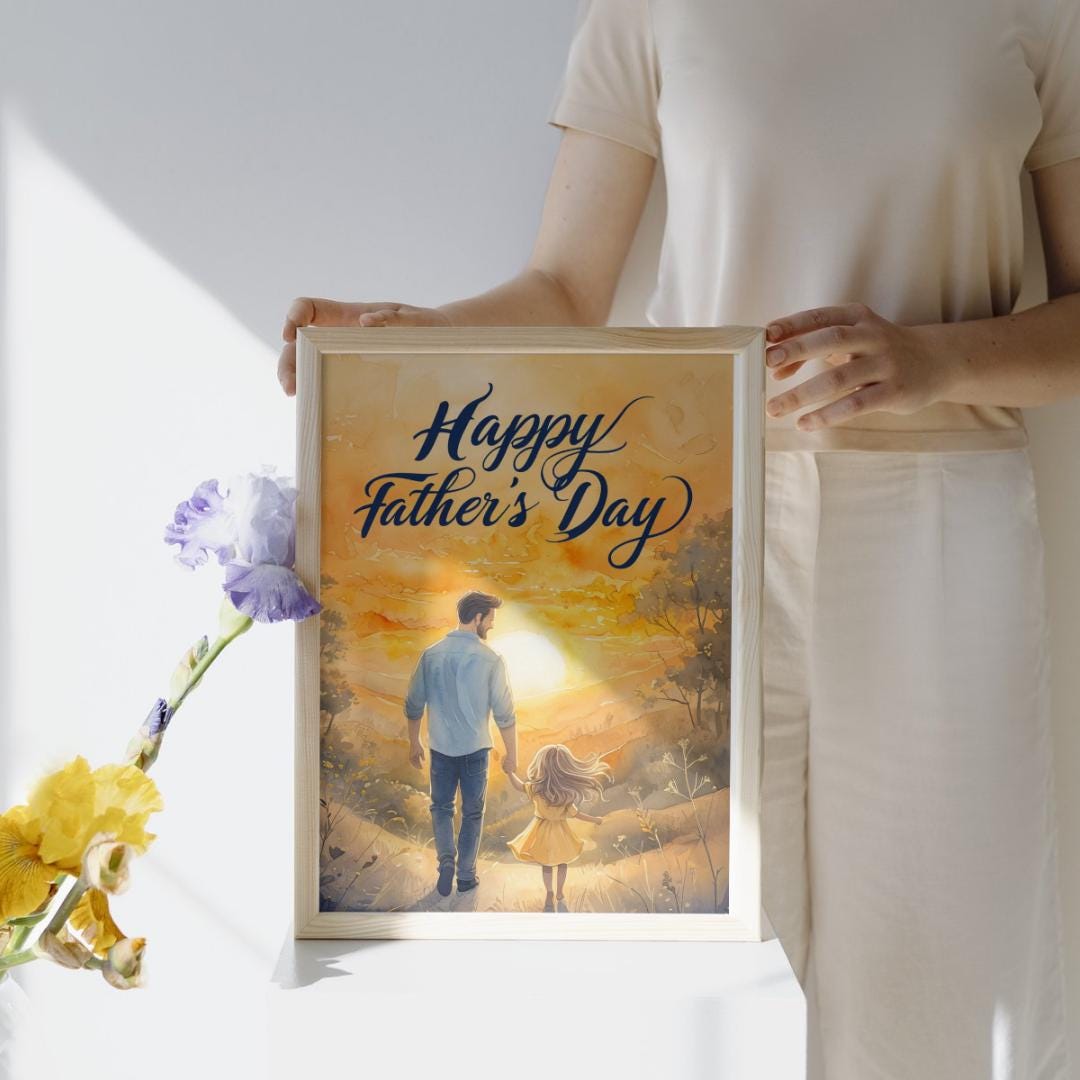 Father's Day Watercolor Art Print, Dad and Daughter Gift (digital ...