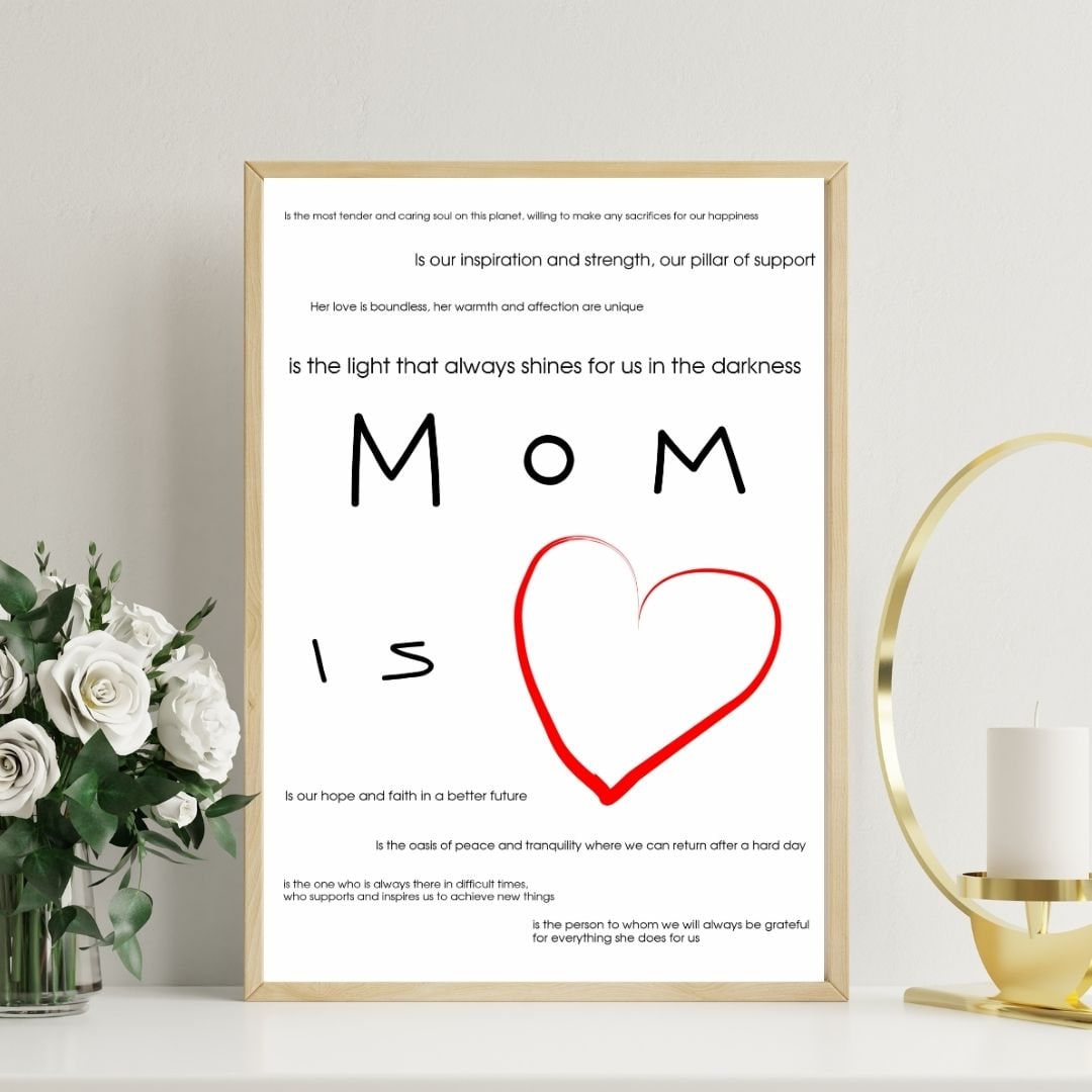 Children's Poster for Mom, Mom is Love, Mother's Day Gift for New Mom ...