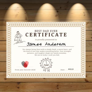 Father’s Day Printable Certificate Best Dad Award Dad Certificate ...