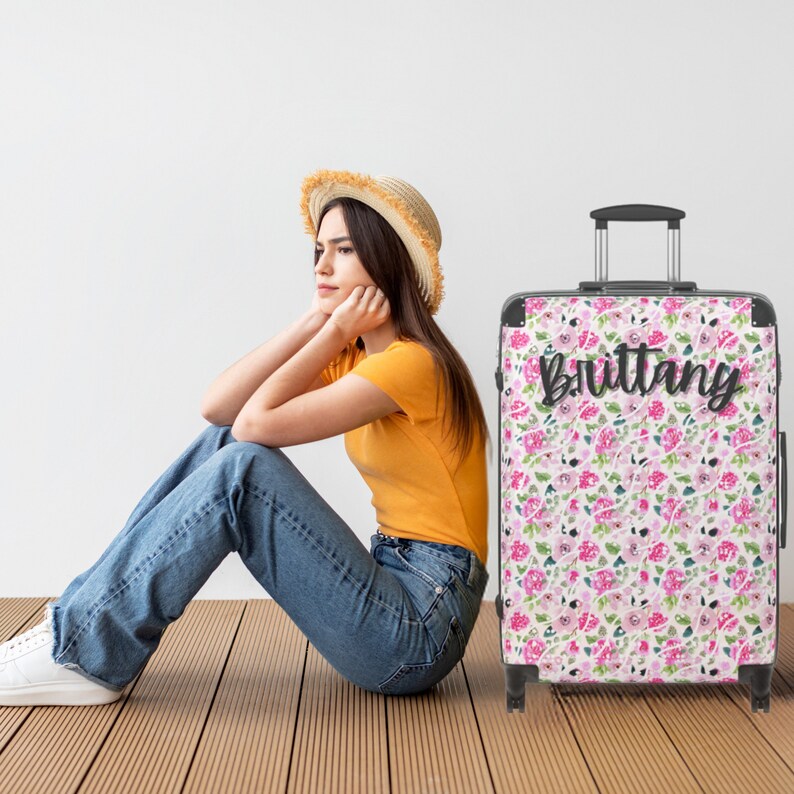 Name and Photo Floral Customized Luggage, Personalized Suitcase for ...