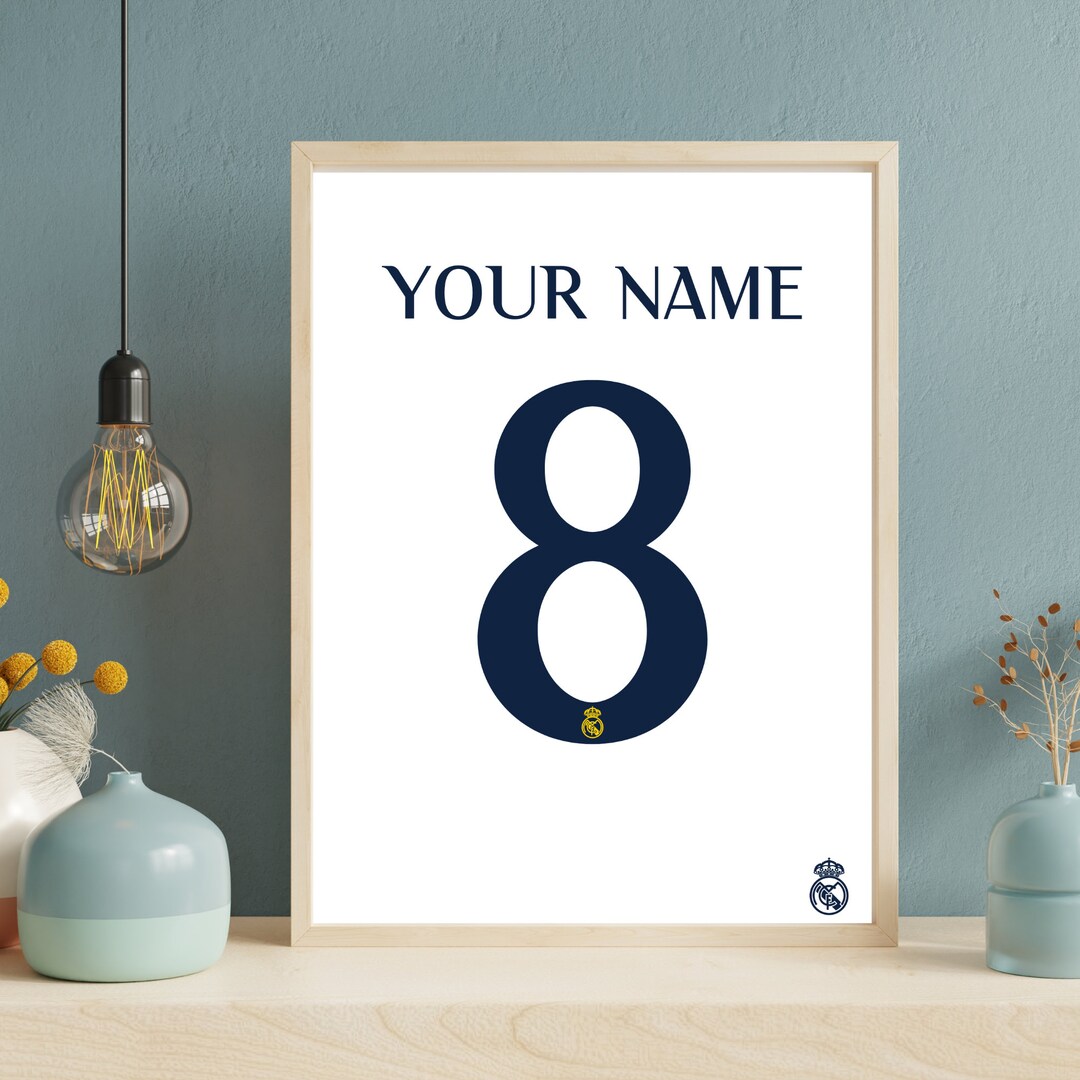 23/24 Custom Real Madrid Home Shirt Cup Font Wall Art Poster, Real ...