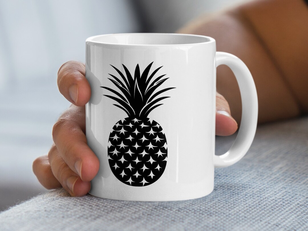 Pineapple Coffee Mug, Silhouette Design - Glossy White Ceramic, 11 Oz ...