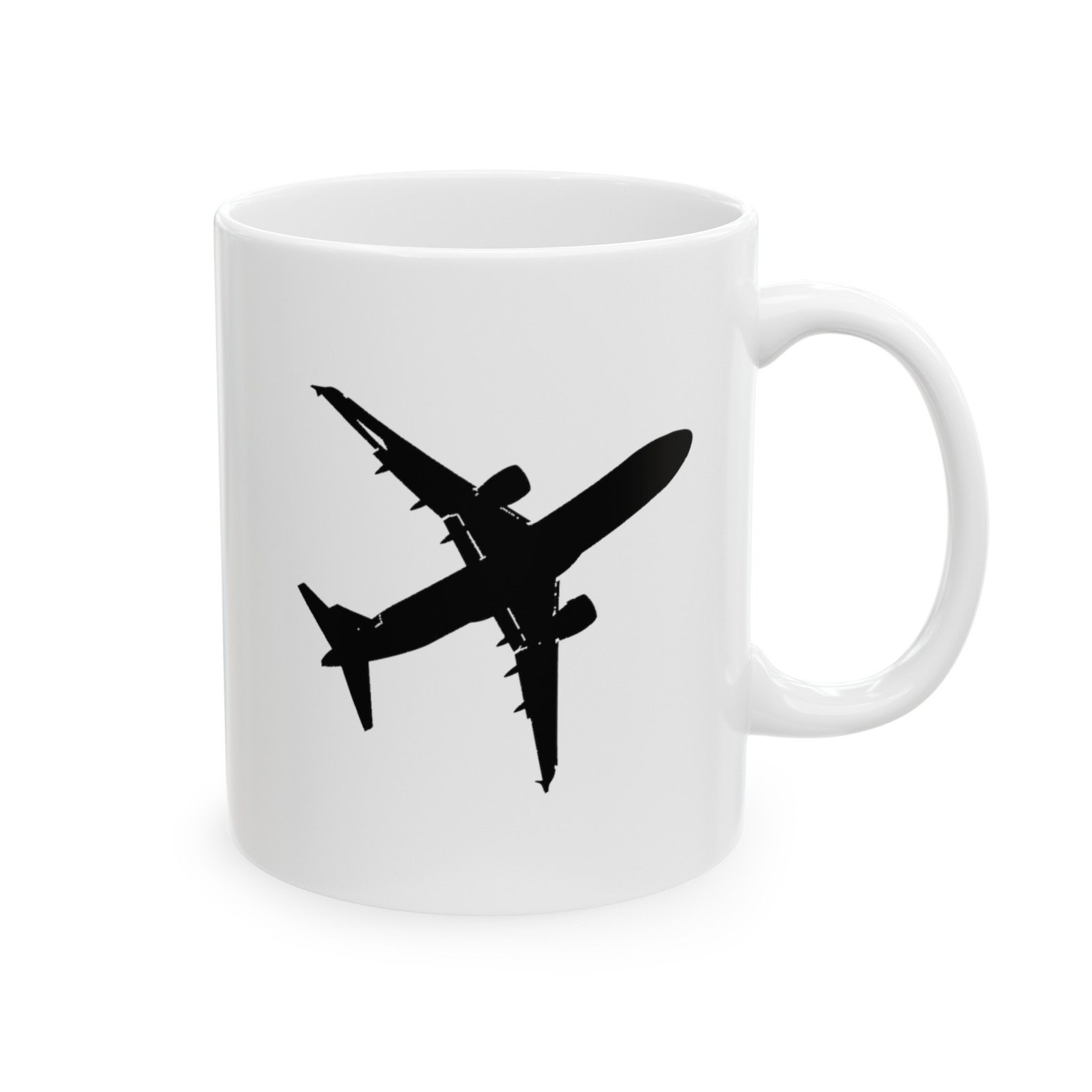 Airplane Coffee Mug, Silhouette Design Black White Design Coffee Cup ...