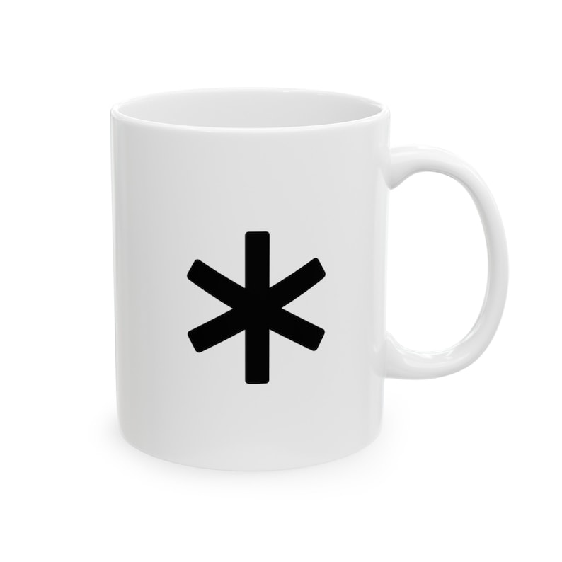 Asterisk Mug, Symbol Coffee Mug Glossy White Ceramic, 11 Oz Mug, Symbol ...