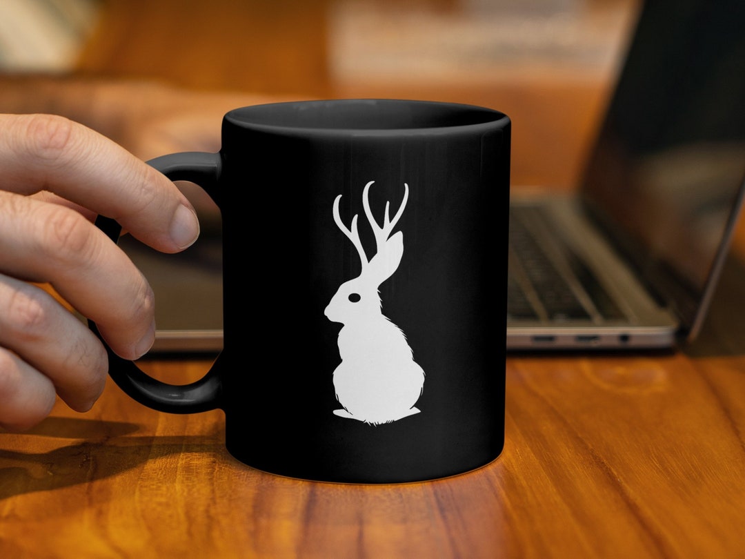 Jackalope Coffee Mug, Silhouette Design - Glossy Black Ceramic, 11 Oz ...