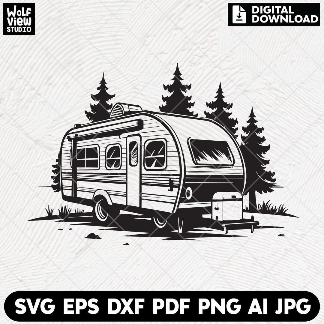 Camper Caravan Svg, Caravan Svg, Camper Svg, Camp Nature Outdoor Travel ...