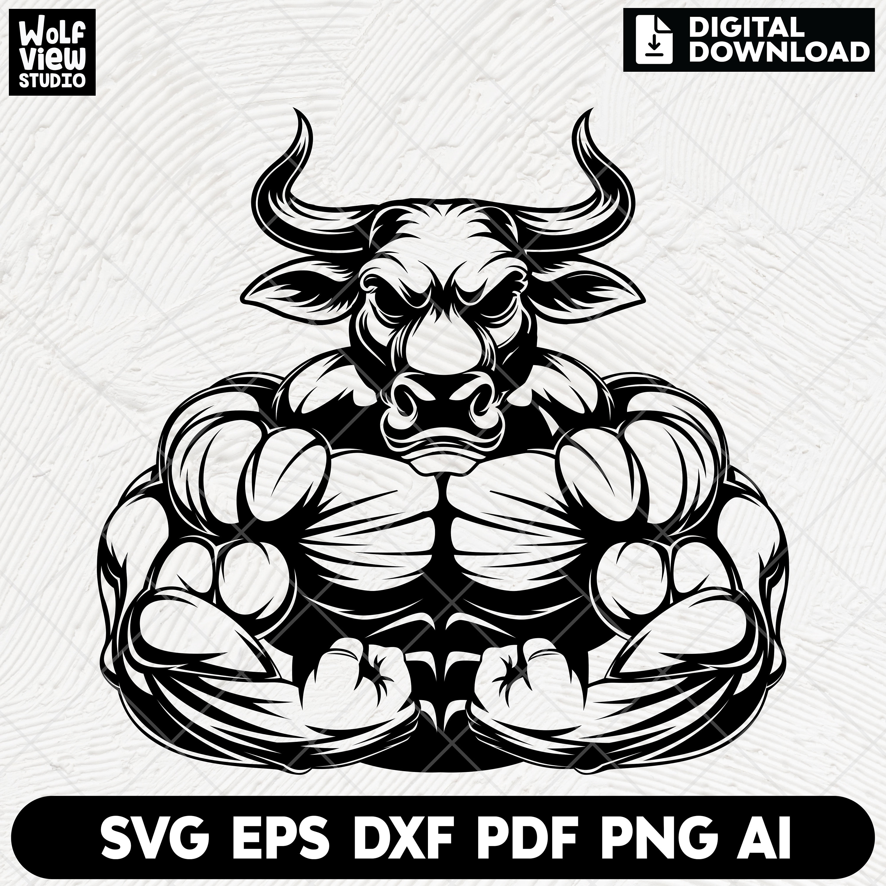 Bull Body Builder Svg, Bodybuilding Svg, Gym Svg, Bull Svg, Muscular ...