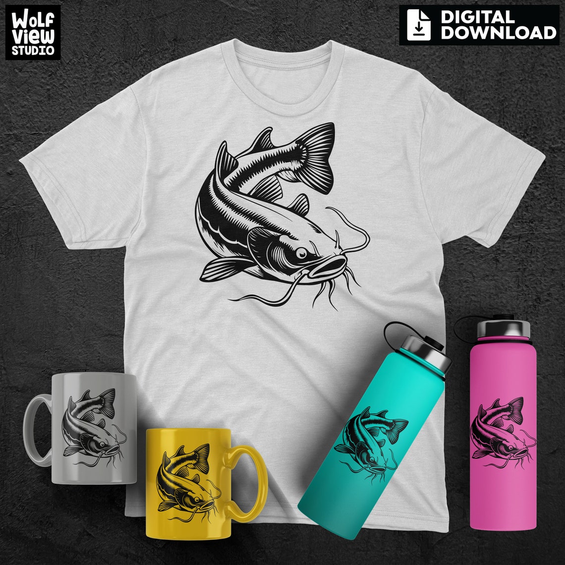 Catfish Svg, Catfish Clipart, Catfish Png, Catfish Fishing Svg, Fishing ...