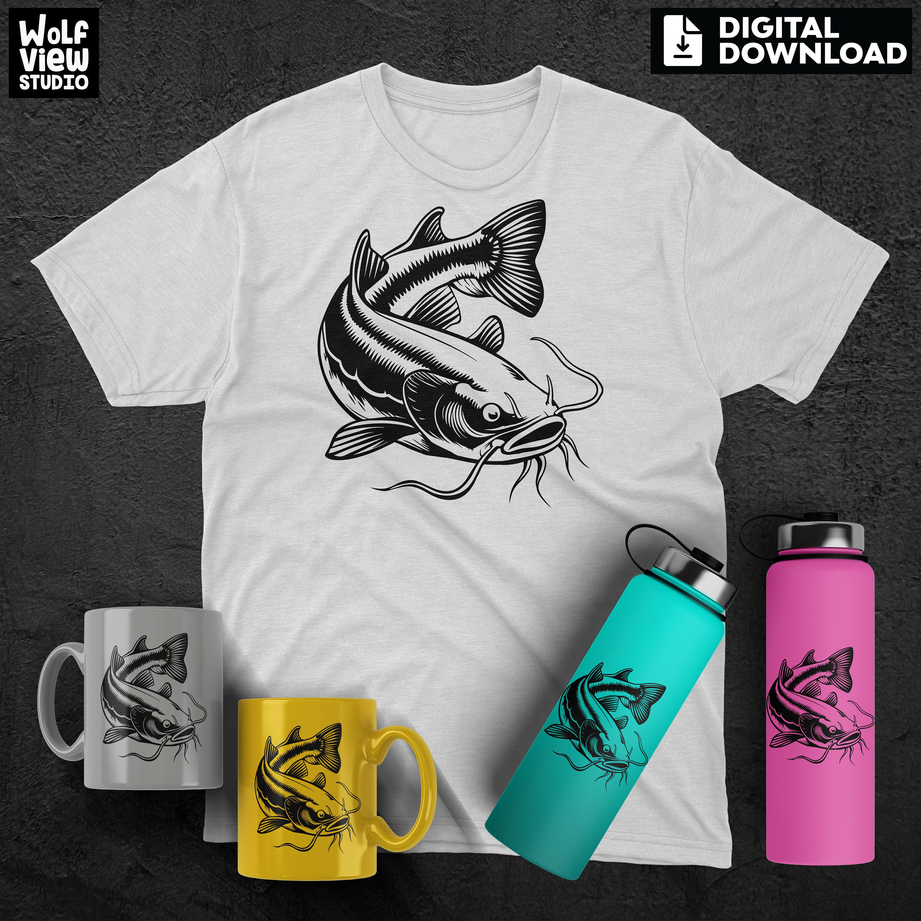 Catfish Fishing SVG Clipart: Vector Cut Files (digital Download) - Etsy