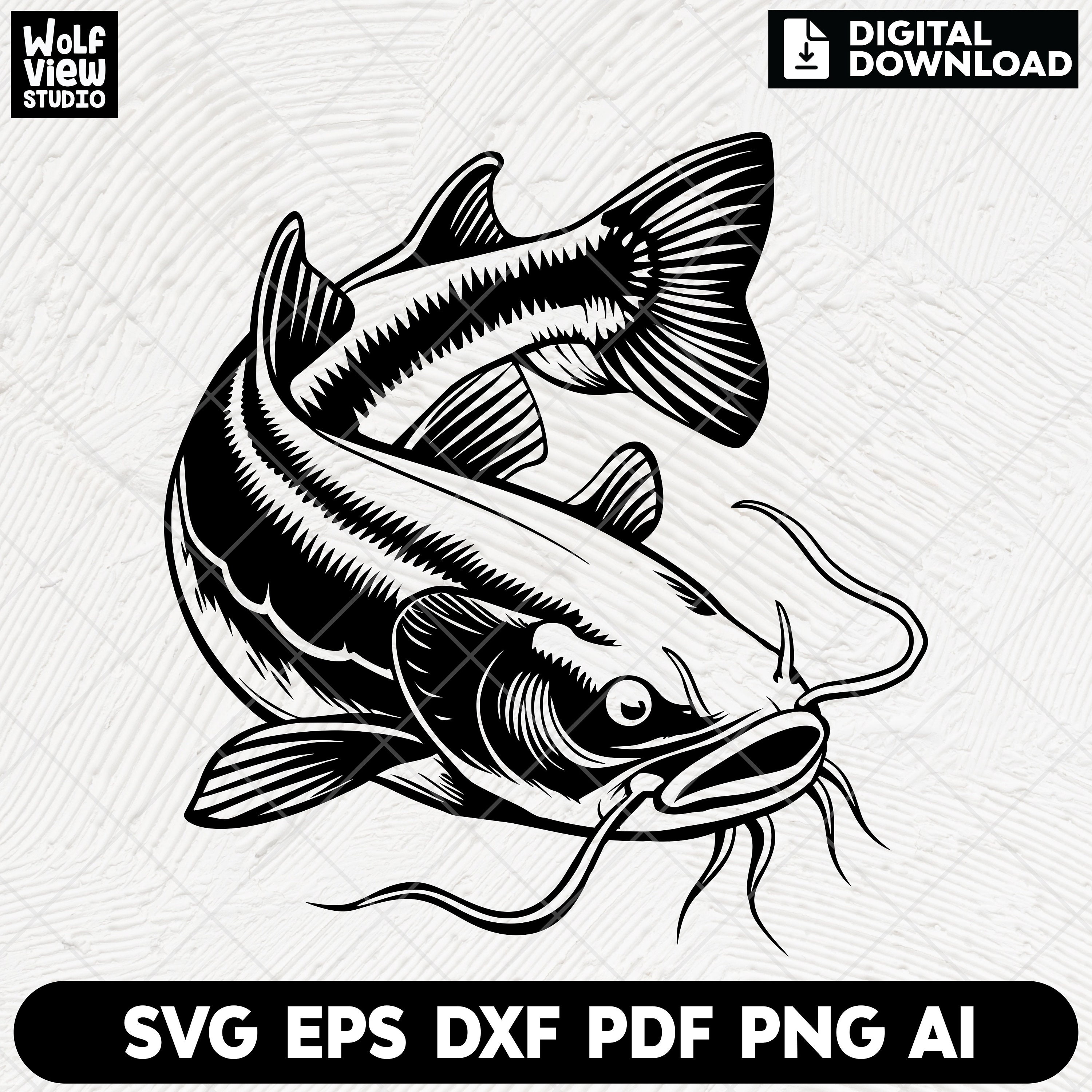 Catfish Fishing SVG Clipart: Vector Cut Files (digital Download) - Etsy
