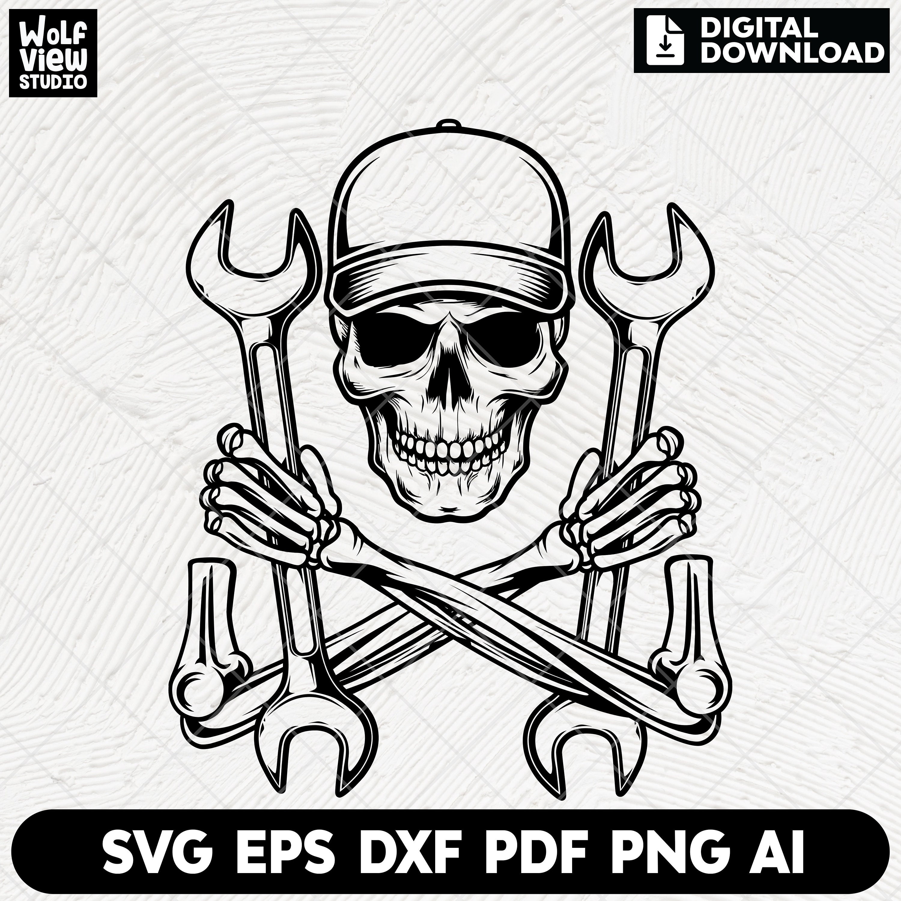 Skull Mechanic Svg, Skull Svg , Wrenches Svg , Tools Svg, Repair Svg ...