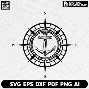 Nautical Compass Svg, Anchor Svg, Sailor Svg, Boat Svg, Travel Svg ...