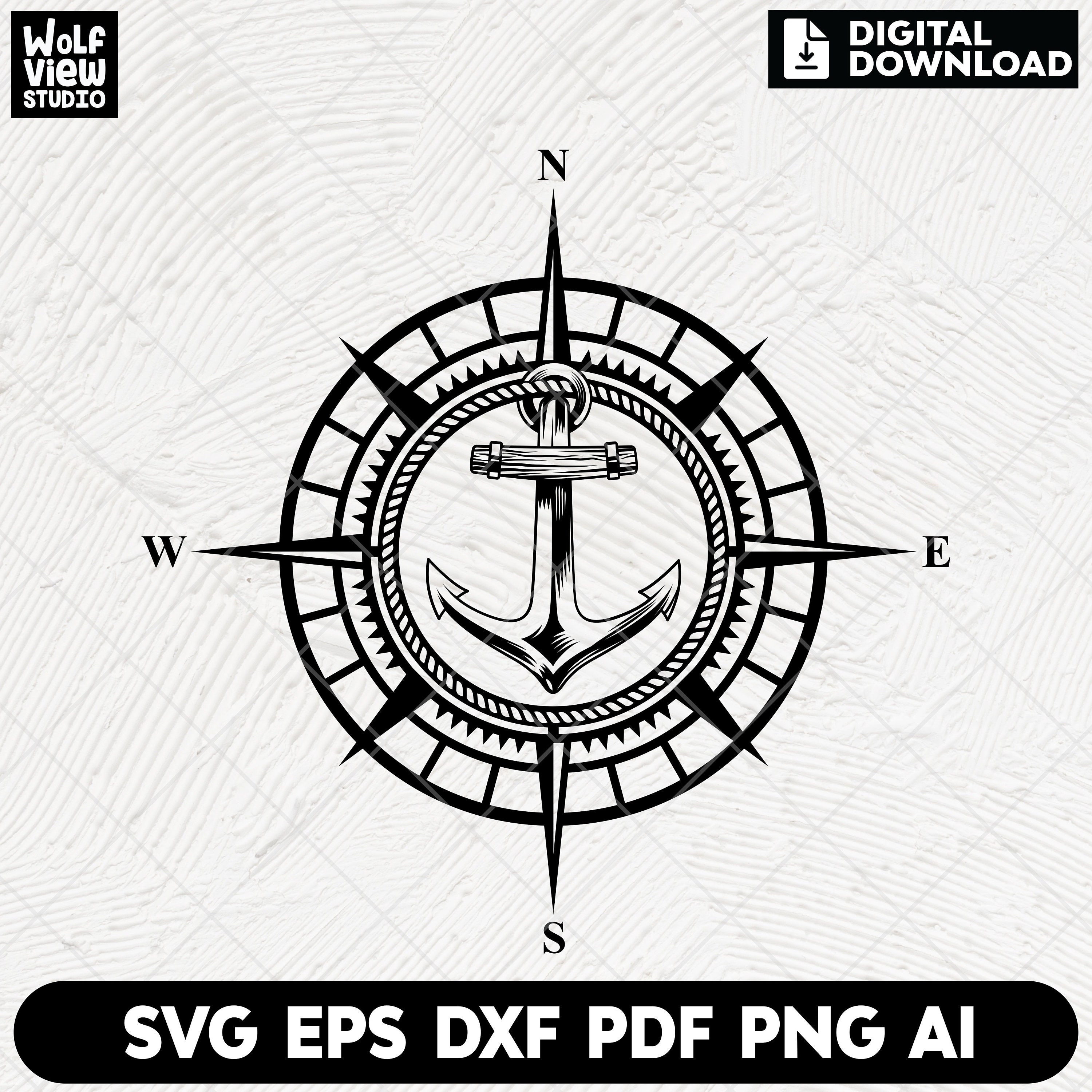 Nautical Compass Svg, Anchor Svg, Sailor Svg, Boat Svg, Travel Svg ...