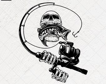 Skull Fisherman Svg, Skeleton Fisherman Svg, Fisherman Shirt Svg, Skull ...
