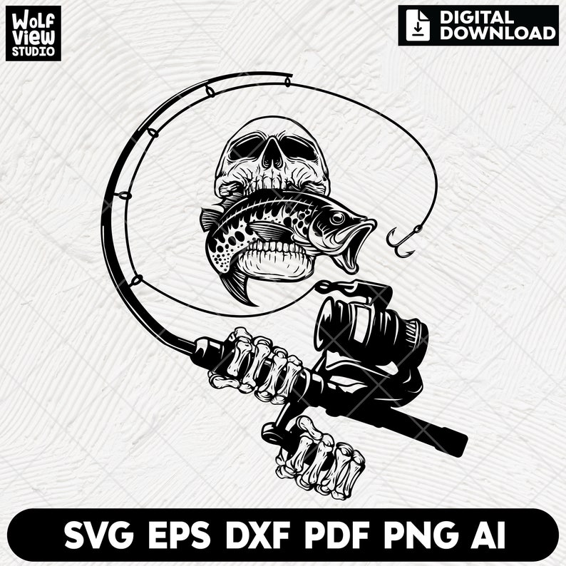 Skull Fisherman Svg, Skeleton Fisherman Svg, Fisherman Shirt Svg, Skull ...