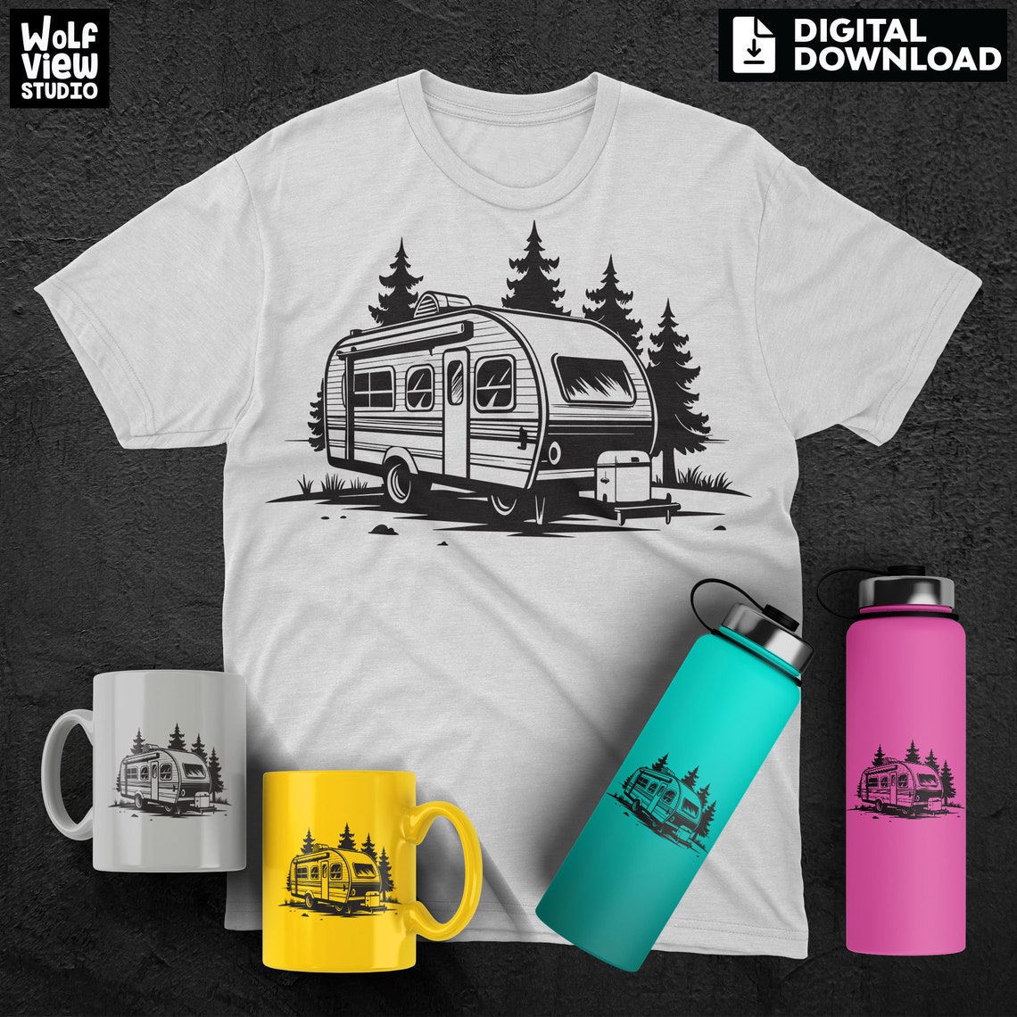 Camper Caravan Svg, Caravan Svg, Camper Svg, Camp Nature Outdoor Travel ...