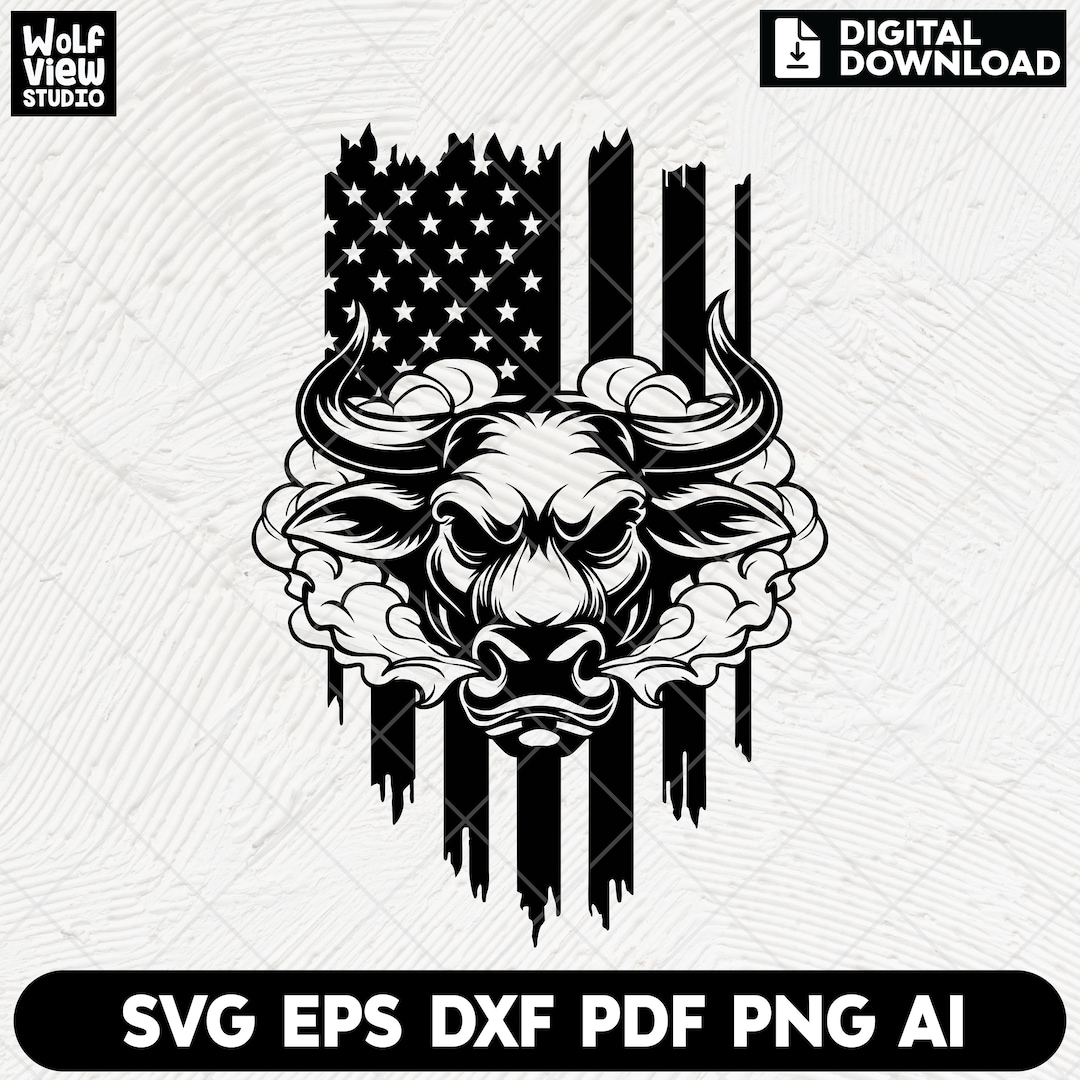 US Angry Bull Svg, US Bull Design Svg, Bull Head Svg, Bull Clipart ...