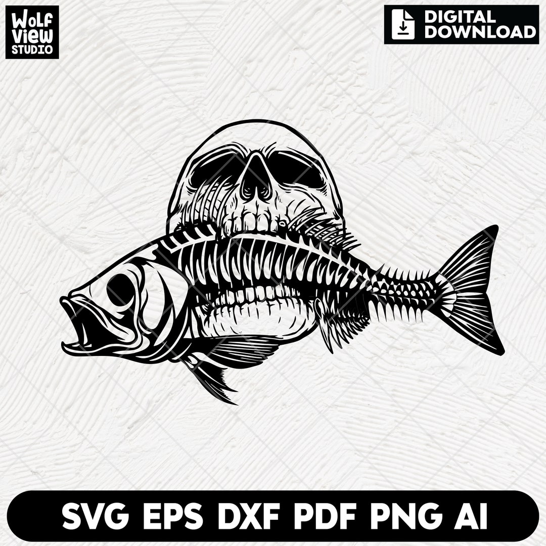 Skull Fisherman SVG: Skeleton Fishing Clipart (digital Download) - Etsy