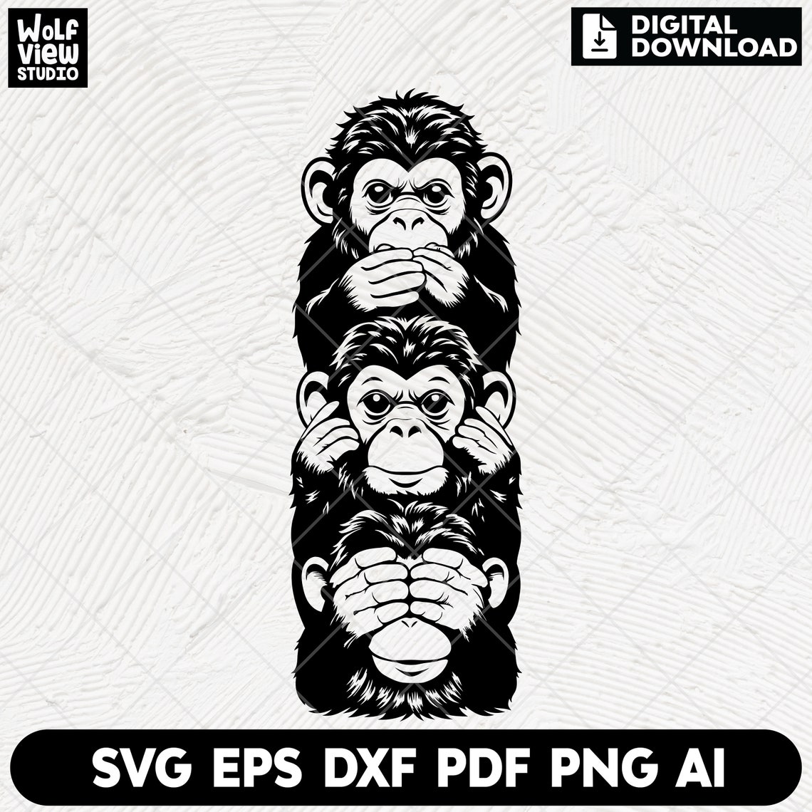 Three Wise Monkeys Svg, Three Monkeys Svg, Monkey Svg, Cute Monkeys Svg, Monkeys Clipart, Three ...