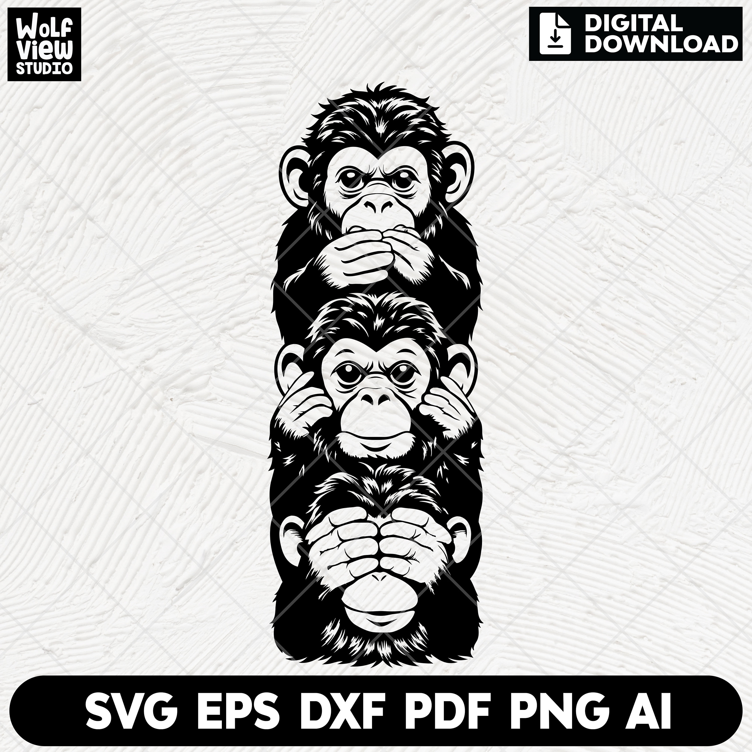 Three Wise Monkeys Svg, Three Monkeys Svg, Monkey Svg, Cute Monkeys Svg ...