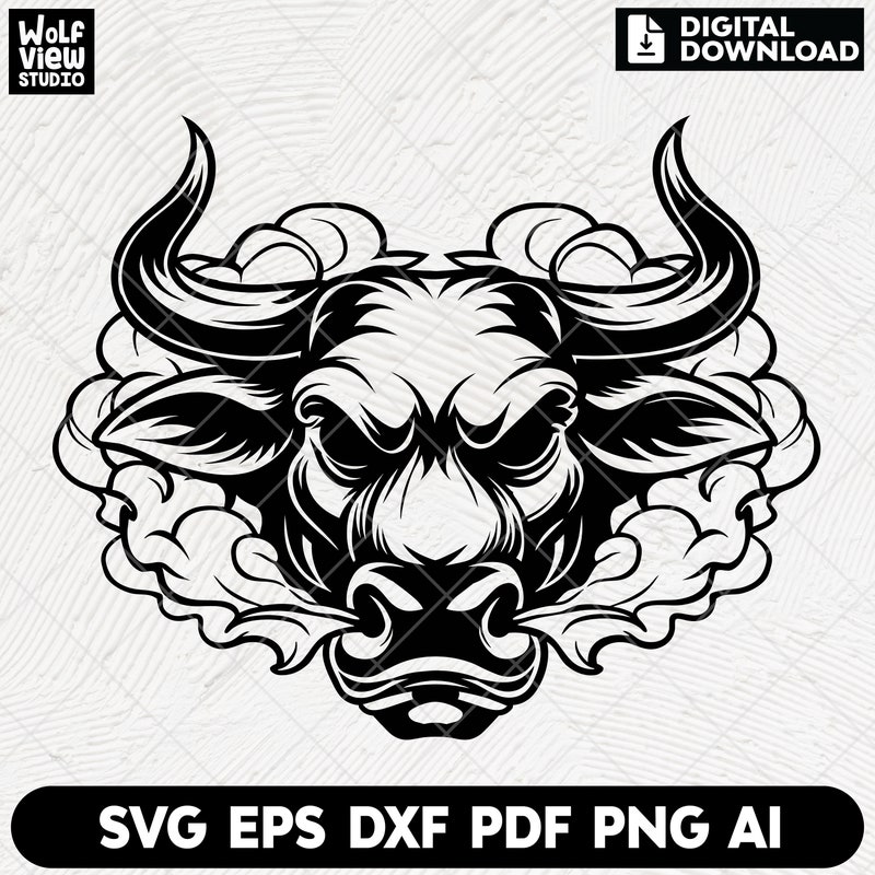 Angry Black Bull Clipart - Etsy