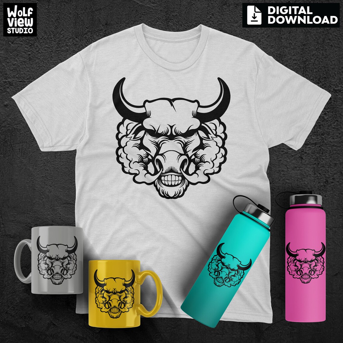 Angry Bull Svg, Bull Design Svg, Bull Head Svg, Bull Clipart, Angry ...
