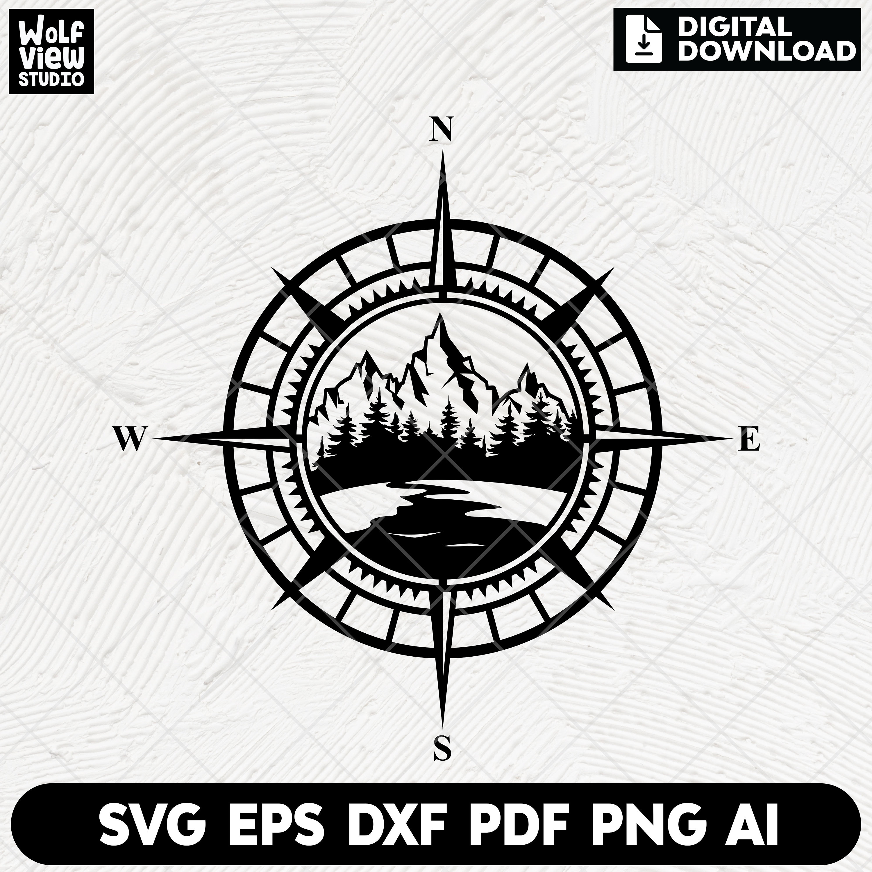 Compass and Mountains Svg, Traveler Svg, Wilderness SVG, Camper Png ...