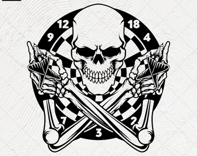 Skull Dart Game Svg | Dart Board Svg | Skeleton Hand Holding Dart Pins ...