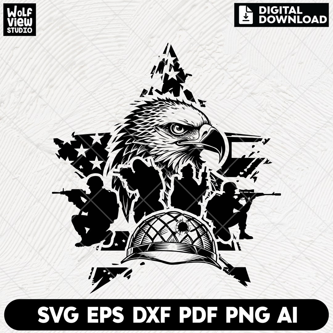 US Patriotic Eagle Soldier Svg, American Eagle Svg, Military Eagle Svg ...