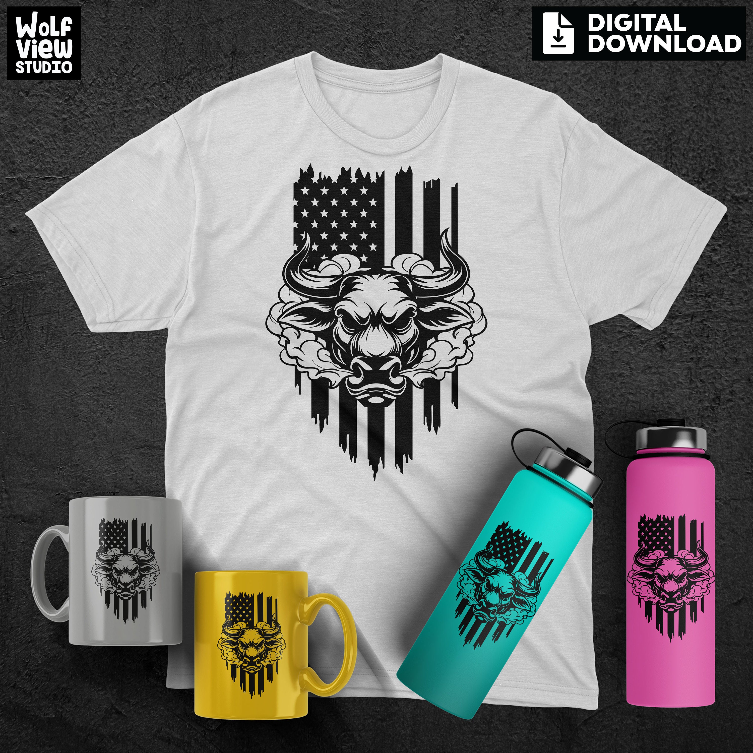 US Angry Bull Svg, US Bull Design Svg, Bull Head Svg, Bull Clipart ...