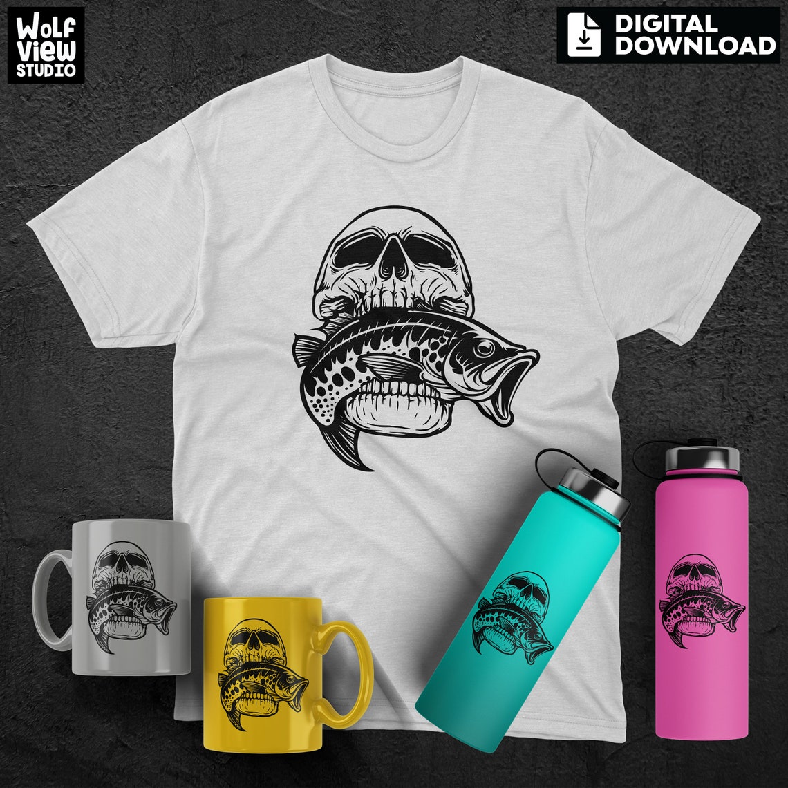 Skull Fisherman Svg, Skeleton Fisherman Svg, Fisherman Shirt Svg, Skull ...