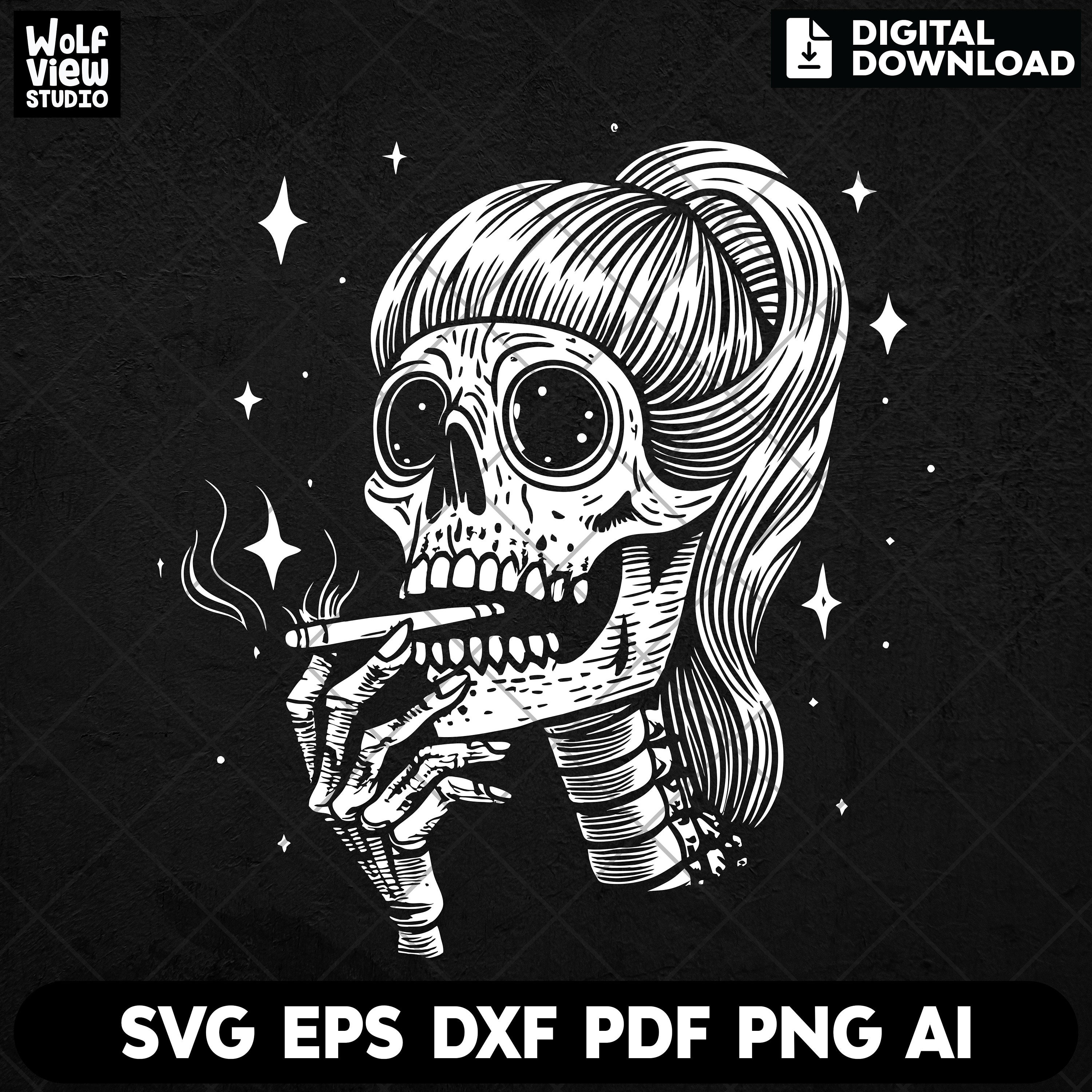Skull Woman Smoking Cigar SVG, Digital Download - Etsy
