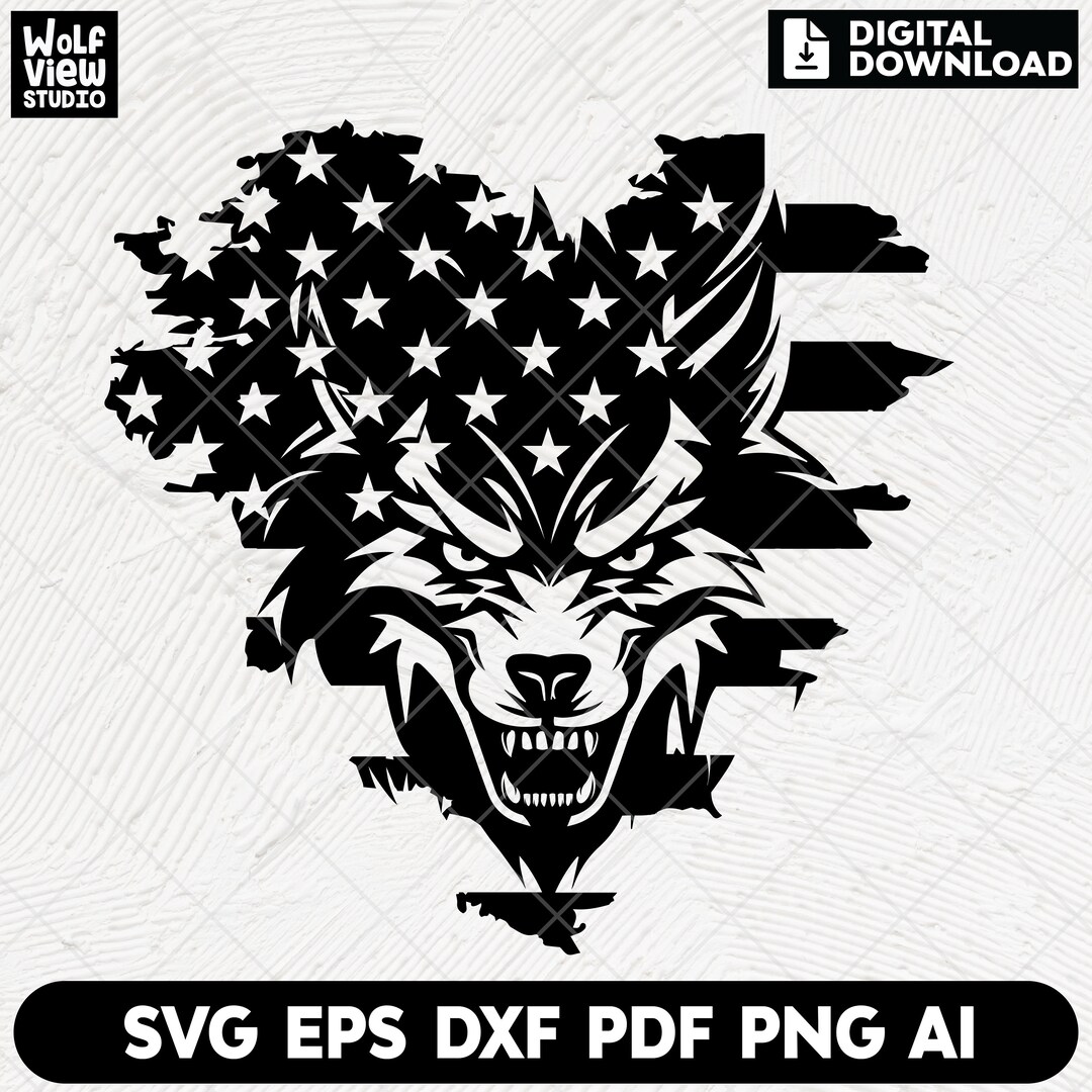 Wolf With US Flag Svg, Patriotic Wolf Svg, US Wolf Svg, Wolf Clipart ...