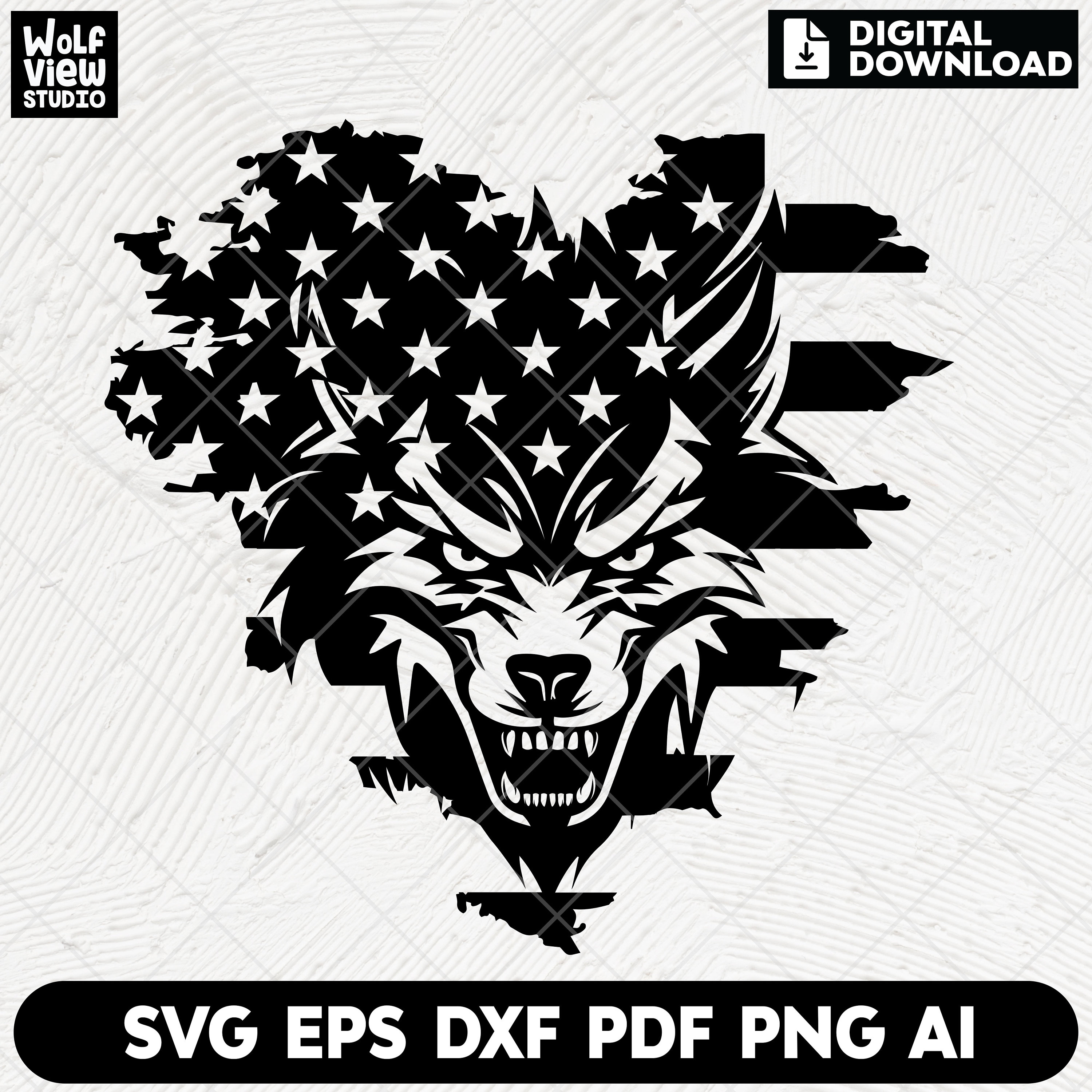 Wolf With US Flag Svg, Patriotic Wolf Svg, US Wolf Svg, Wolf Clipart ...