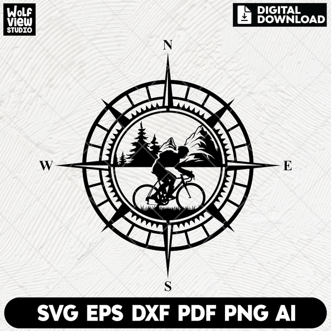 Mountain Bike Compass Svg, Biker Shirt Svg, Biker Decal Svg, Man ...