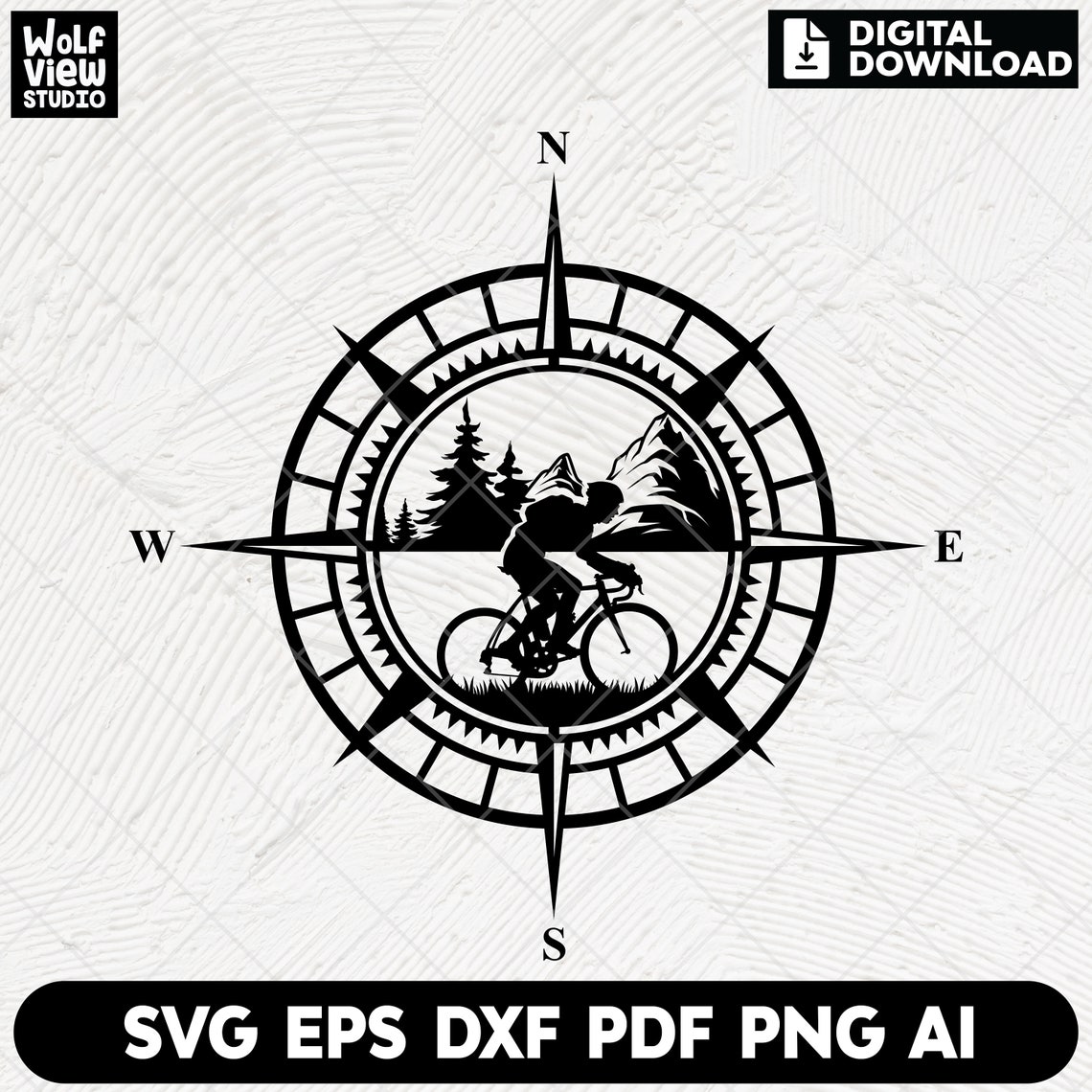 Mountain Bike Compass Svg, Biker Shirt Svg, Biker Decal Svg, Man ...