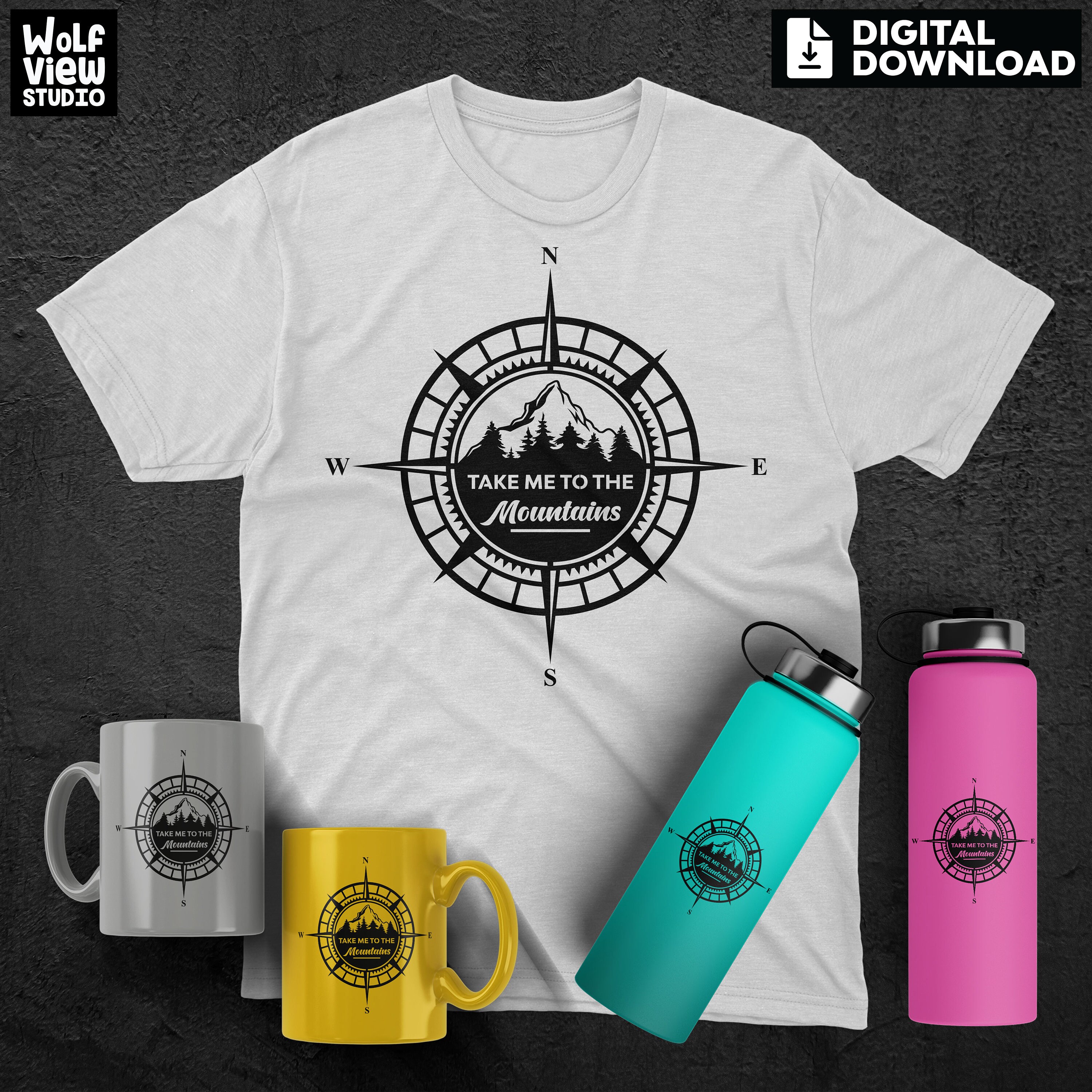 Compass and Mountains Svg, Traveler Svg, Wilderness SVG, Camper Png ...